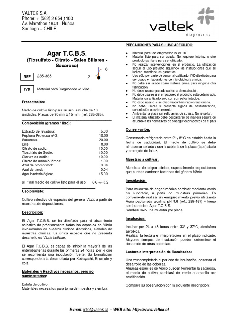 Agar TCBS Valtek Version 3 | PDF