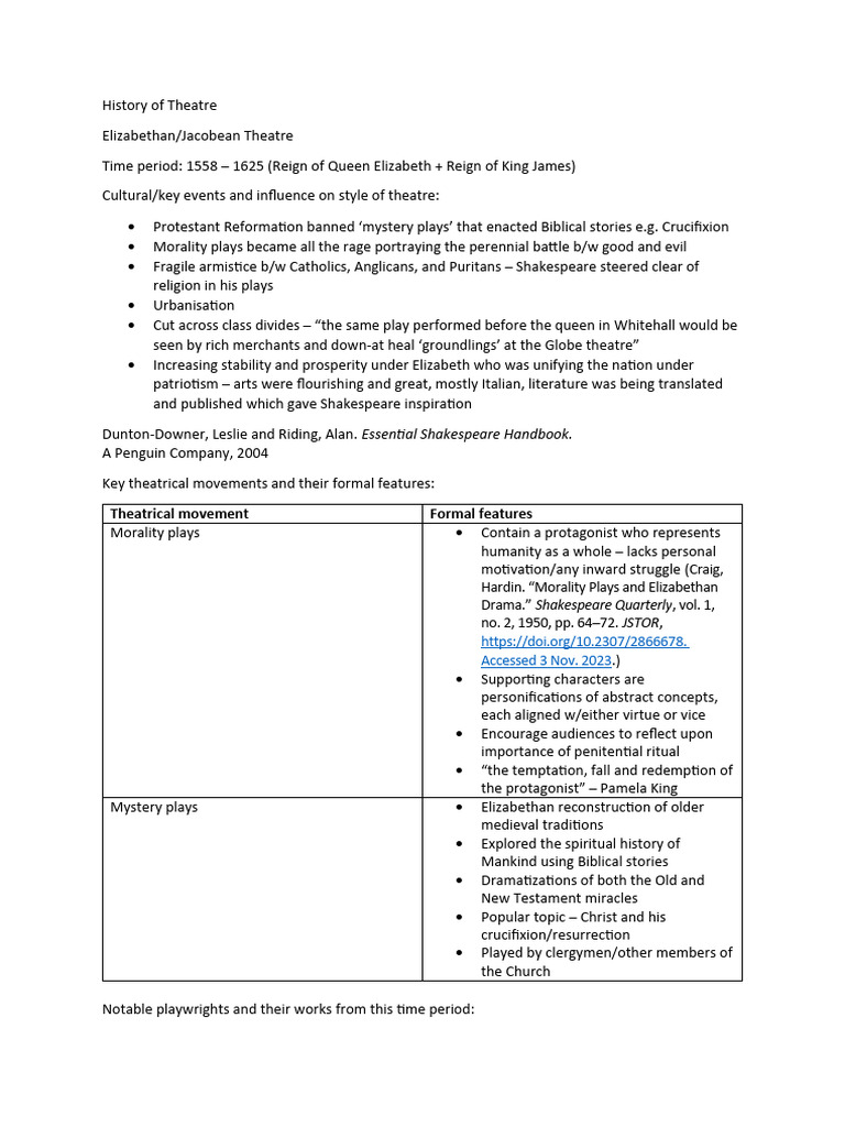 History of Theatre | PDF | William Shakespeare