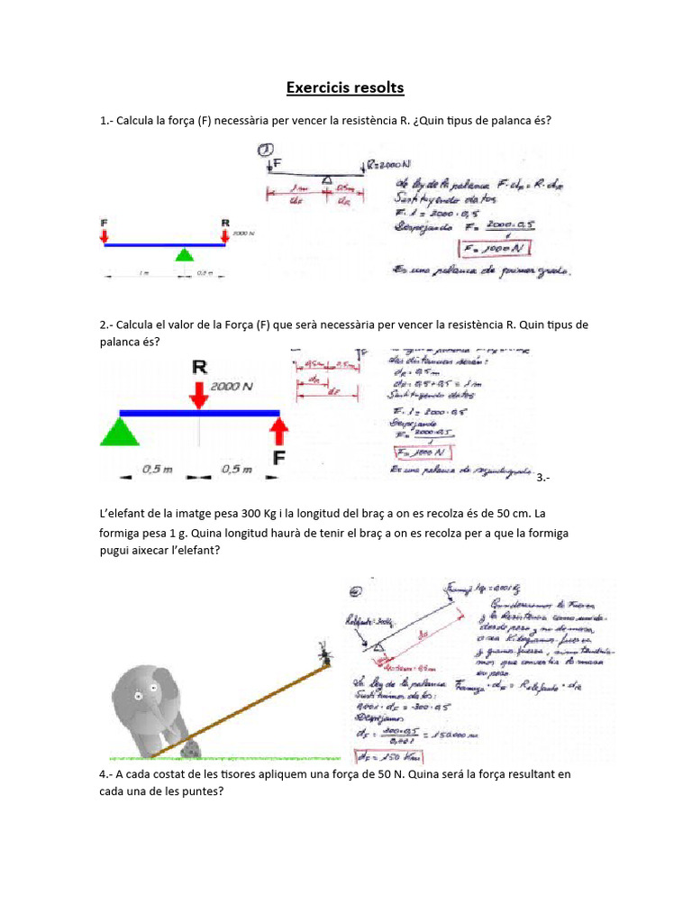 Exercicis de Palanques Resolts | PDF