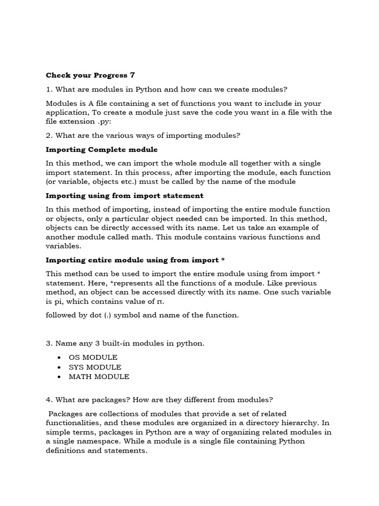 Check Your Progress 7 | PDF