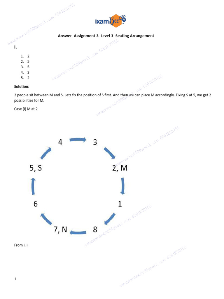Answer Assignment 3 Difficult Level Seating Arrangement | PDF