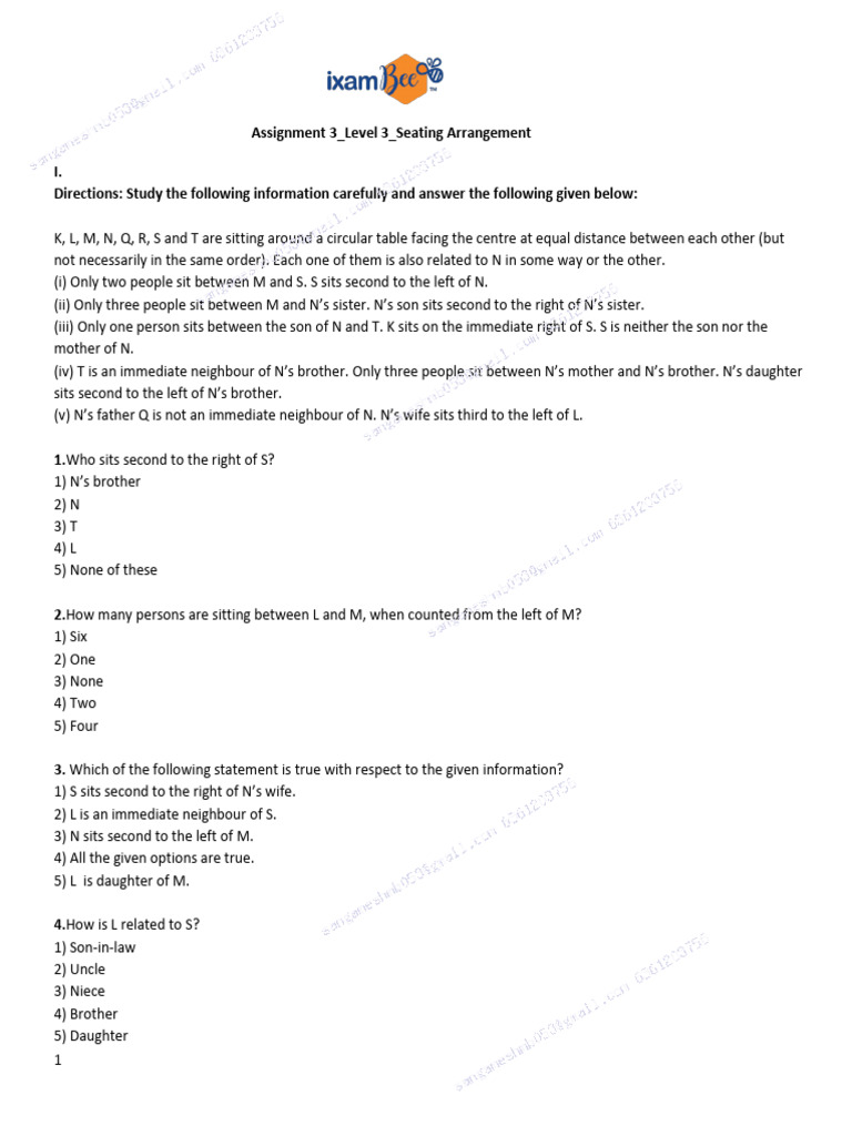 Advanced Seating Arrangement Problems | PDF | Family | Human Reproduction