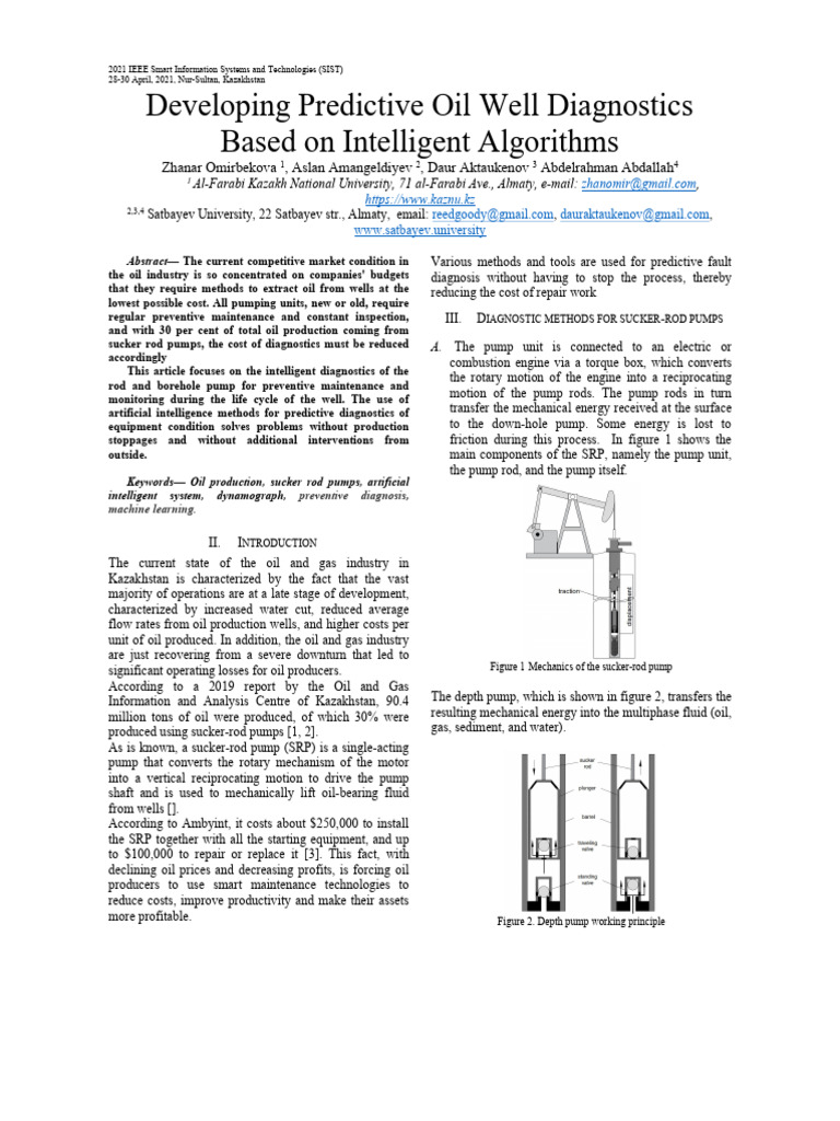 Developing Predictive Oil Well Diagnostics Based On Intelligent Algorithms | PDF | Pump ...