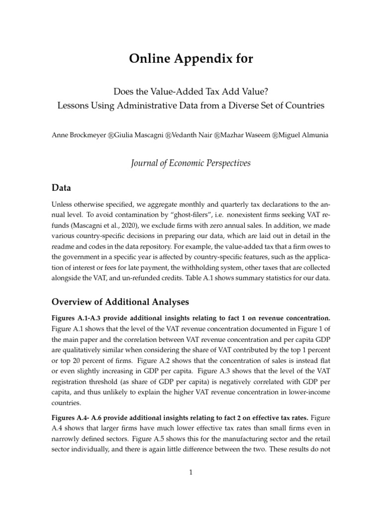 Online Appendix | PDF | Value Added Tax | Taxes