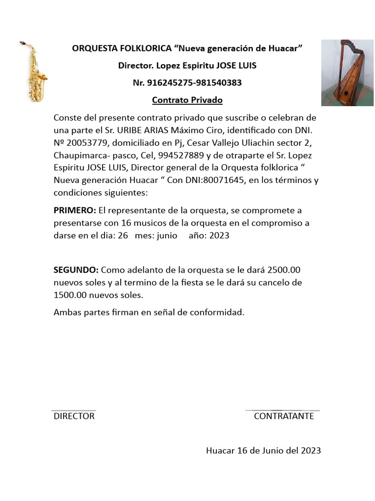 Orquesta Contrato Privado | PDF