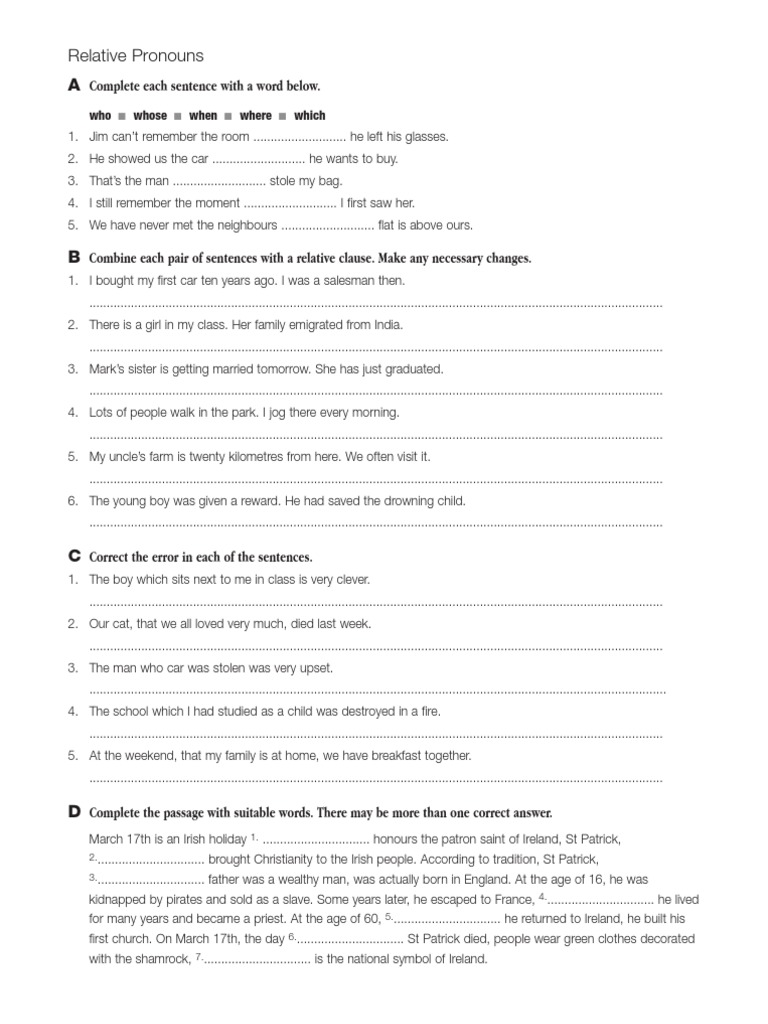 Grammar Relative Pronouns | PDF | Home & Garden