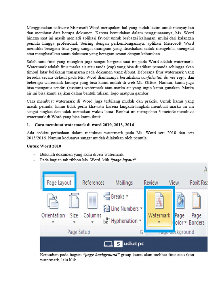 3 Cara Membuat Watermark Di Halaman Word Untuk Pemula | PDF