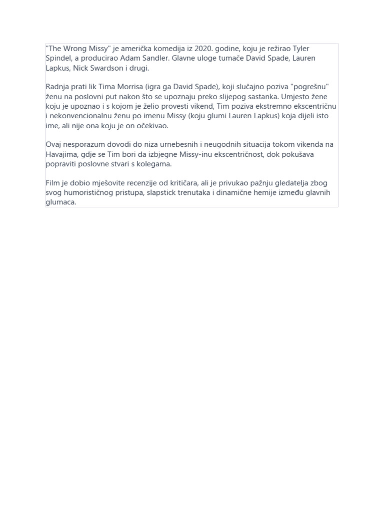 The Wrong Missy | PDF