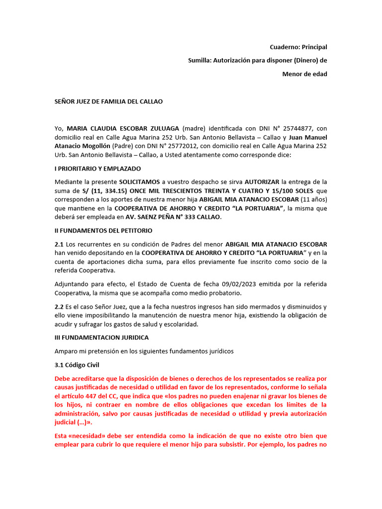 Disponer de Dinero Menor | PDF