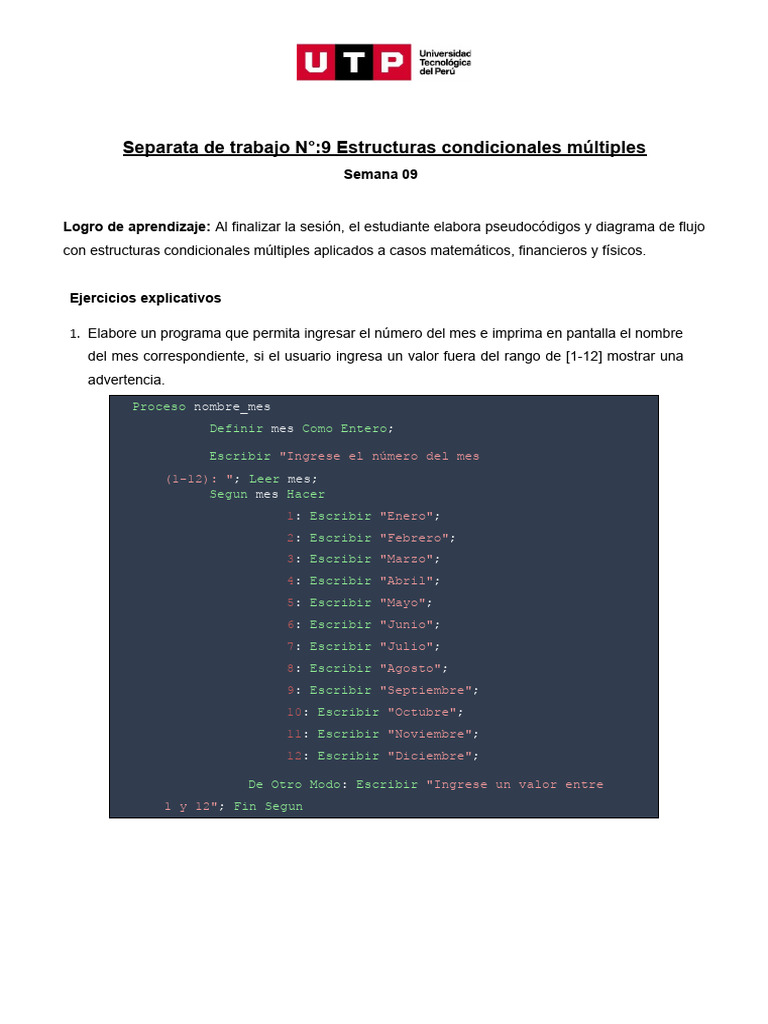 S09.s1 - Estructura Condicional Múltiple | PDF