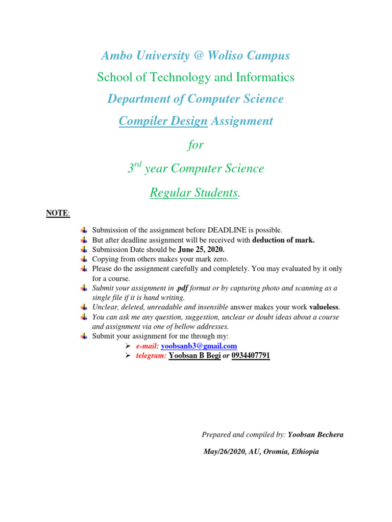 Compiler Design Assignment | PDF Compiler Design Assignment | PDF