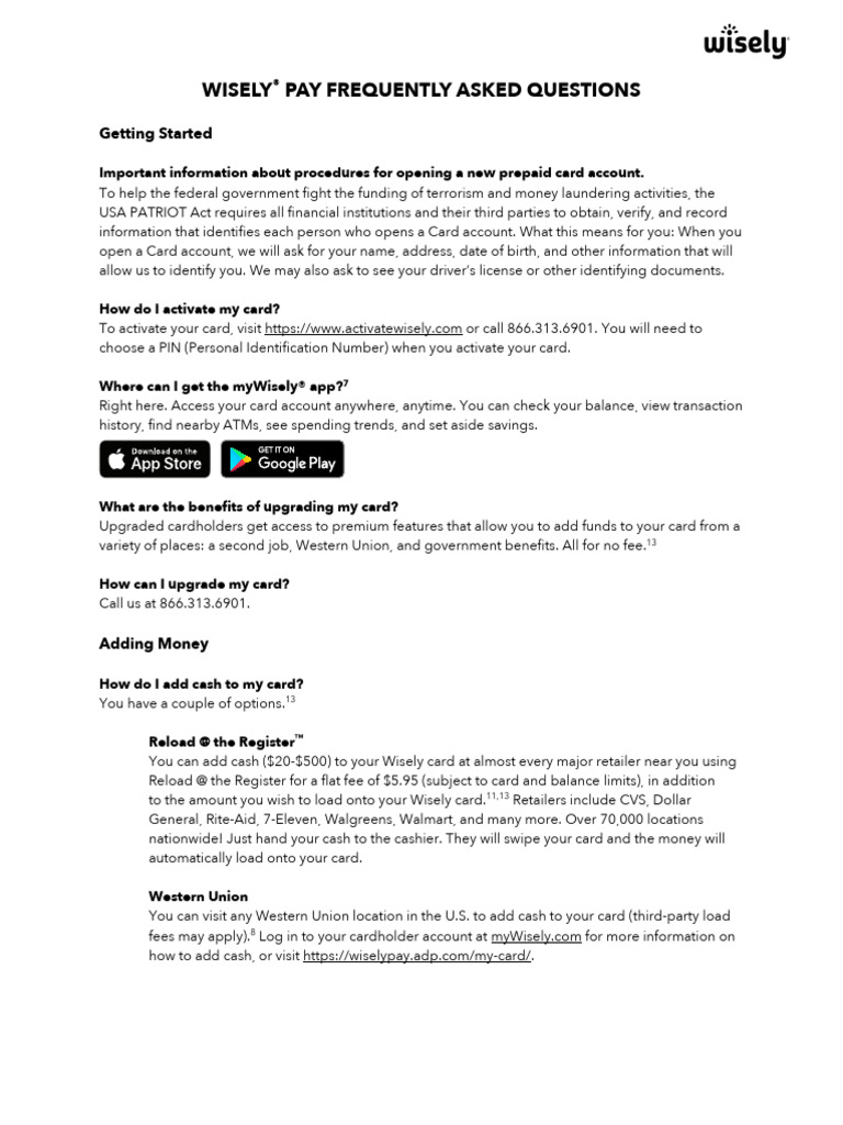 Wisely FAQ Eng | PDF | Debit Card | Visa Inc.