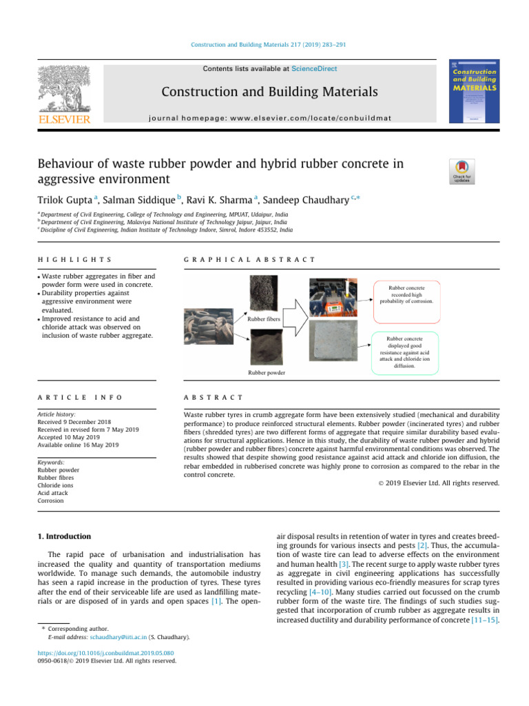 Rubber Concrete 1-S2.0-S0950061819312450-Main | PDF | Concrete | Corrosion