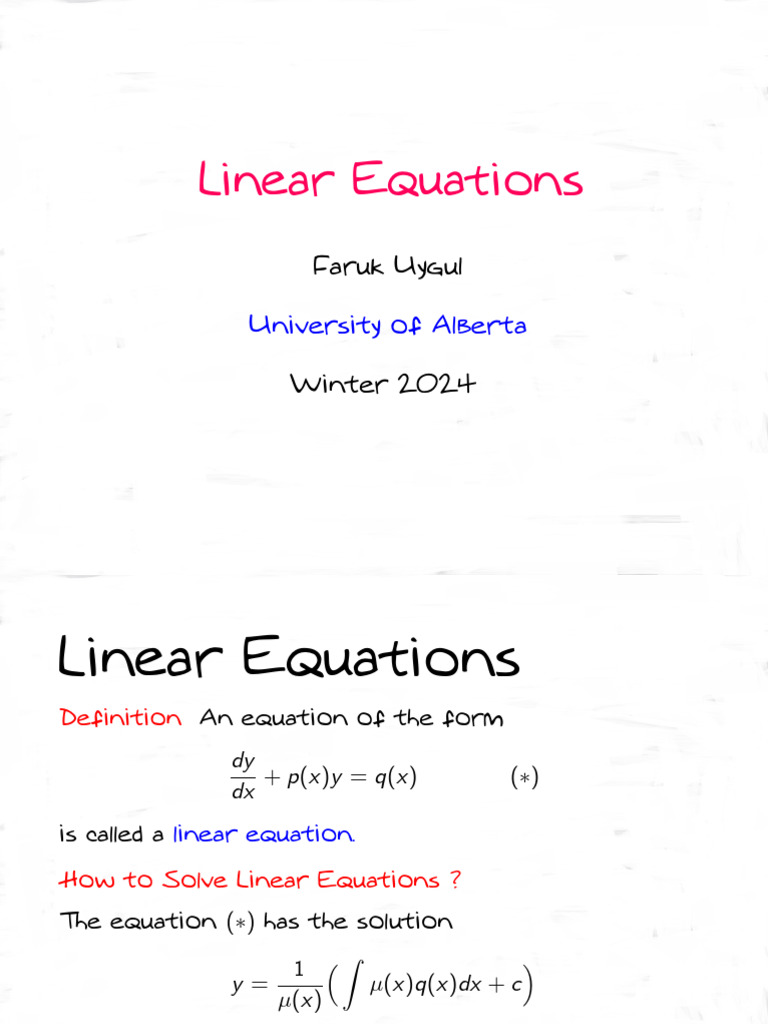 Section 9.5 Linear Equations | PDF