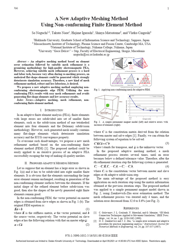 A New Adaptive Meshing Method Using Non-Conforming Finite Element Method | PDF | Finite Element ...