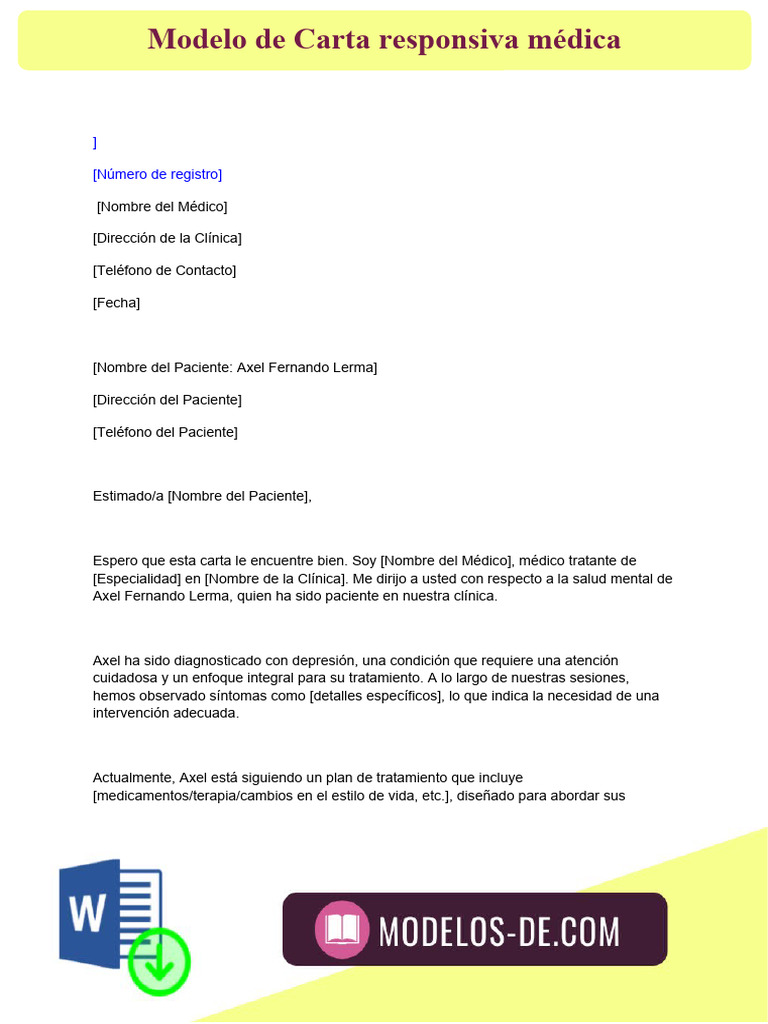 Modelo de Carta Responsiva Médica | PDF