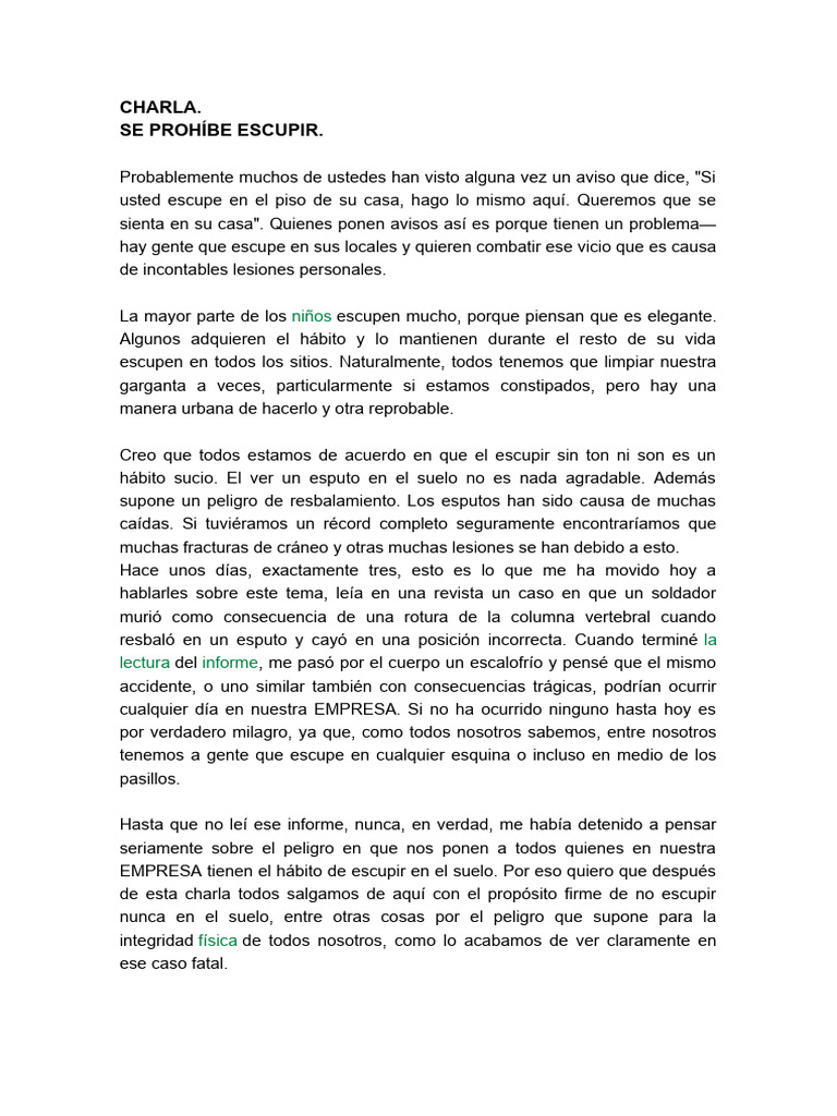 Prohibido Escupir: Riesgos y Consecuencias | PDF | Patógeno | Violación