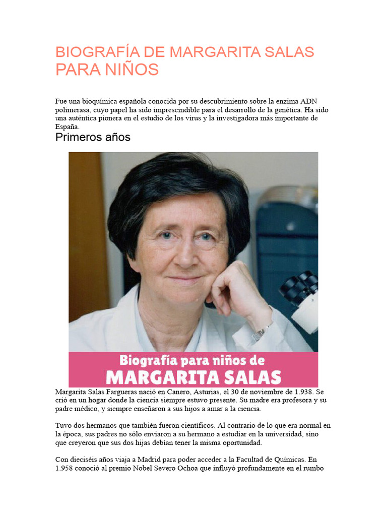 Biografía de Margarita Salas | PDF Biografía de Margarita Salas | PDF