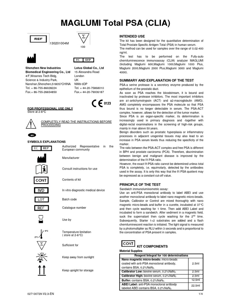 Snibe Maglumi Total Psa Clia | PDF