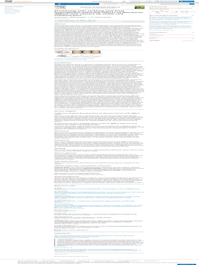 Promising Anti-Sickling and Fetal Hemoglobin Inducing Effects of ...