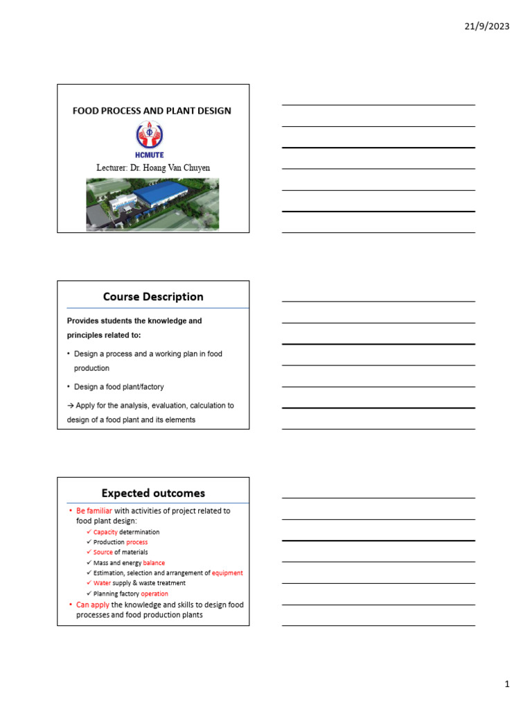 Food Process and Plant Design | PDF