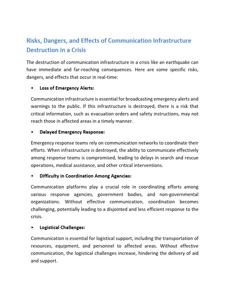 Effects of Communication Infrastructure Destruction in A Crisis | PDF ...