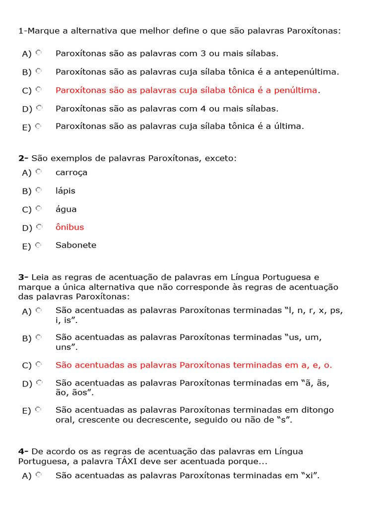 Acentuação Das Palavras Paroxítonas | PDF