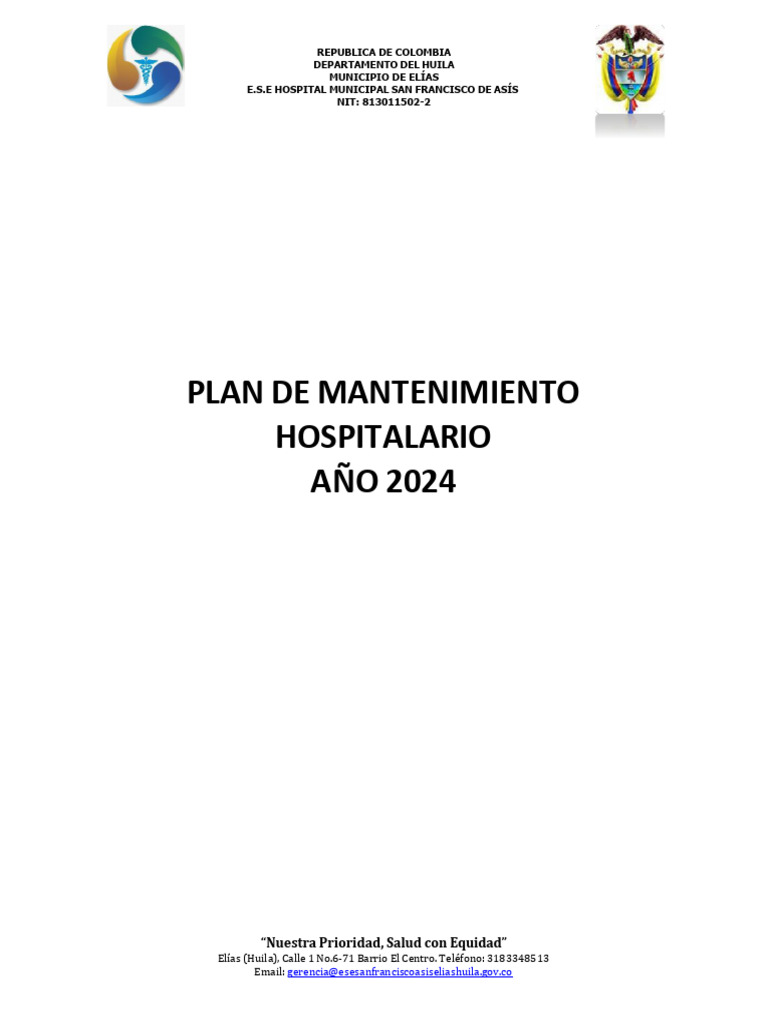Plan de Mantenimiento Hospitalario 2024 | PDF
