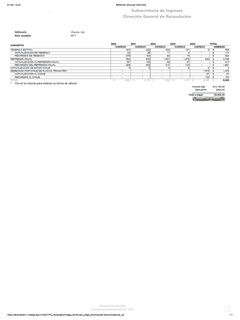 Refrendo Vehicular HIDALGO | PDF