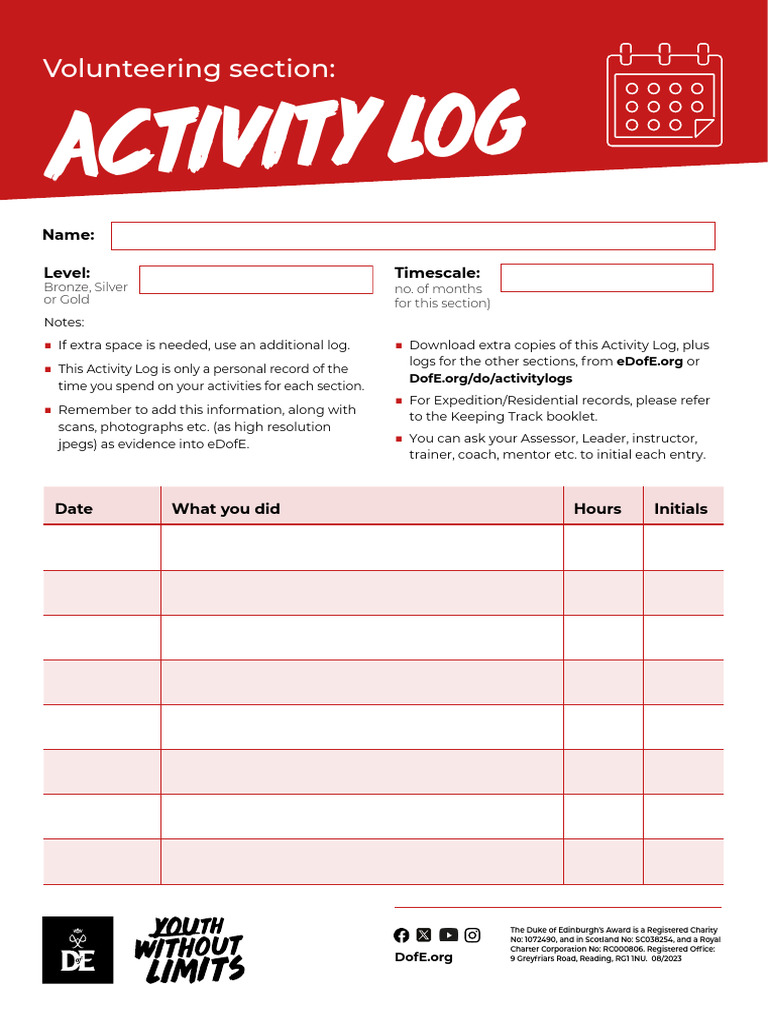 ActivityLog Volunteering | PDF
