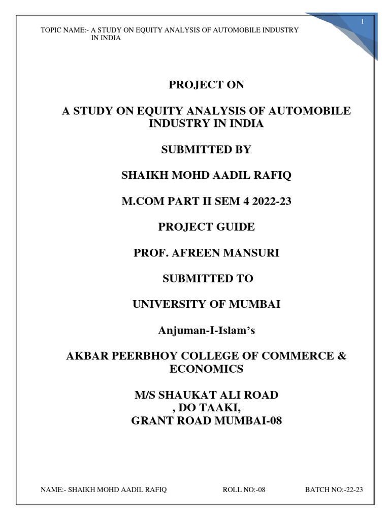 Mcom Sem 4 Blackbook COMPLETED | PDF | Stocks | Investing
