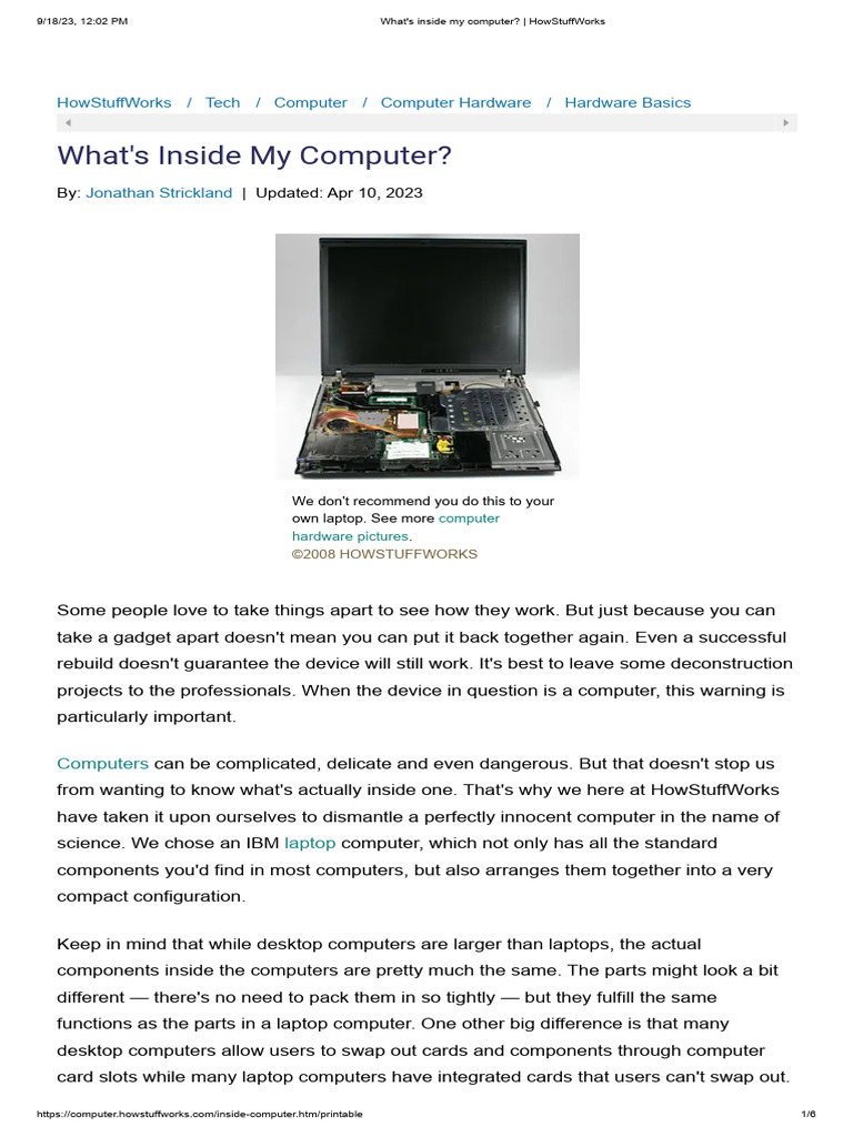 What Is Inside My Computer - Parts of The Computer | PDF | Bios ...
