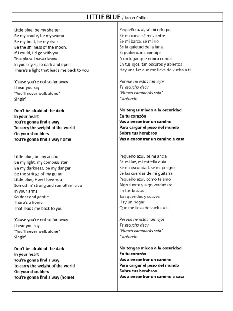 LITTLE BLUE - Letra y Traducción | PDF | Música grabada | Música pop