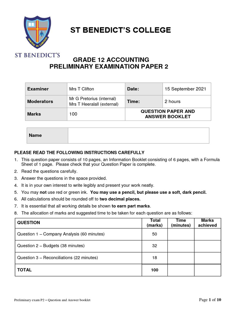 2021 Prelim P2 - Answer Booklet | PDF | Dividend | Economies