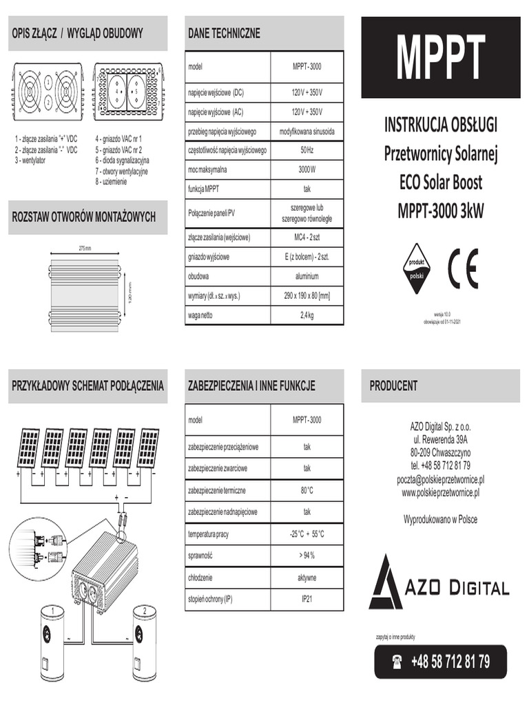 Instrukcja Eco Solar Boost MPPT-3000 | PDF