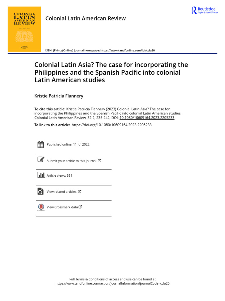 Colonial Latin Asia The Case For Incorporating The Philippines and The ...