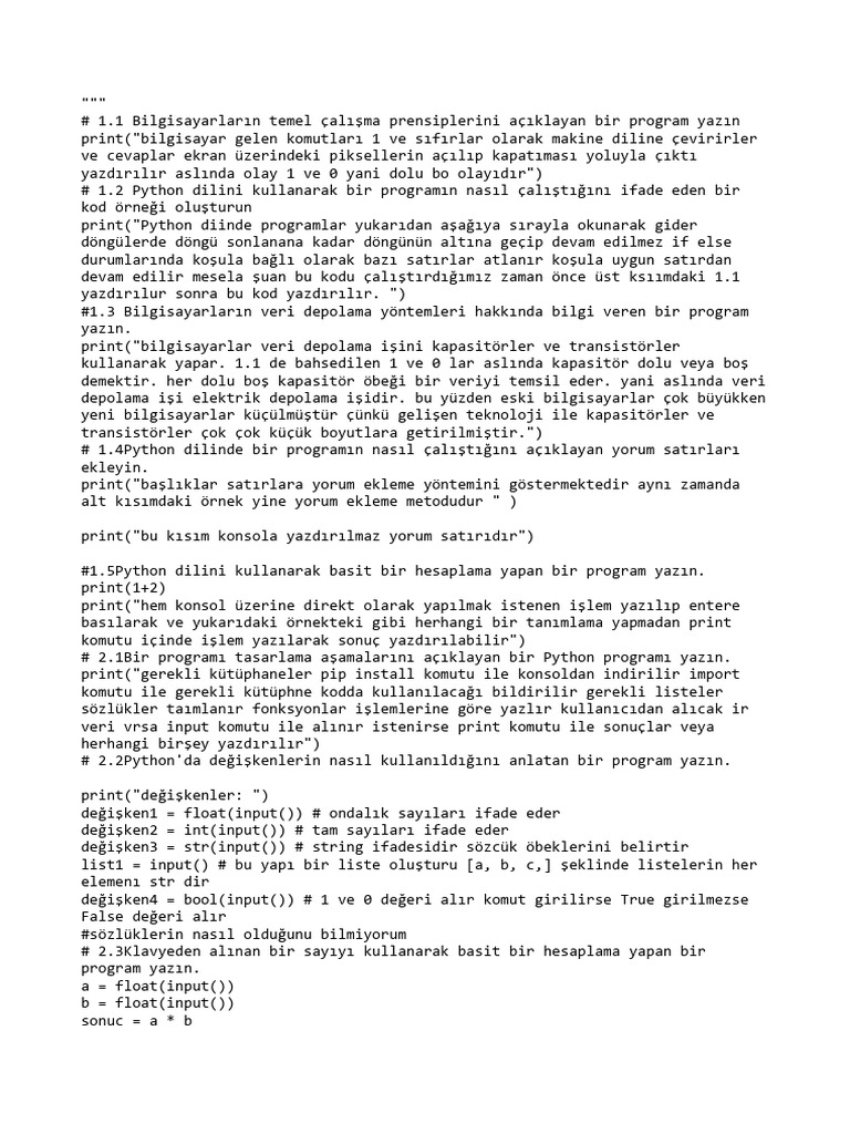 Python Ders Nottlarım | PDF