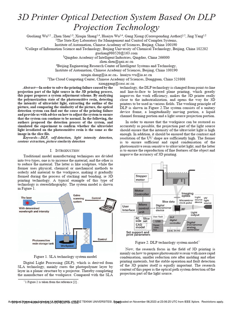3D Printer Optical Detection System Based On DLP Projection Technology | PDF