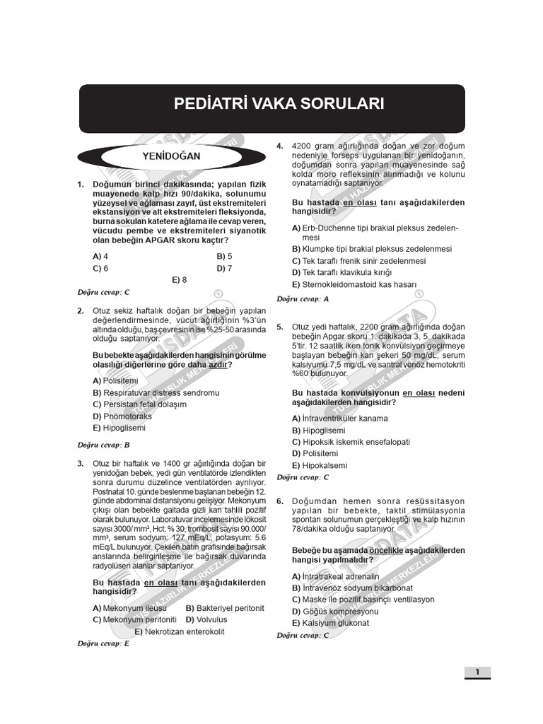 Pediatri Vaka Sorulari | PDF