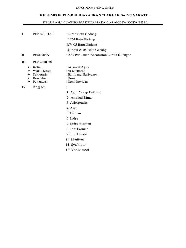 Susunan Pengurus | PDF