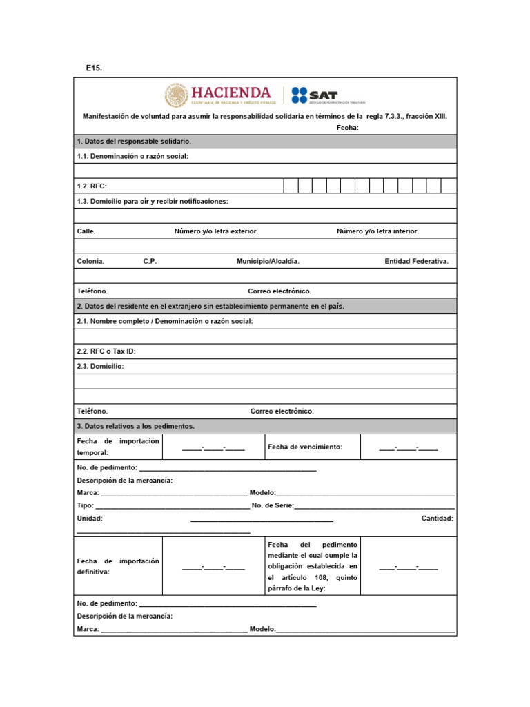 Carta de Responsabilidad Solidaria E15 | PDF | Finanzas y dinero