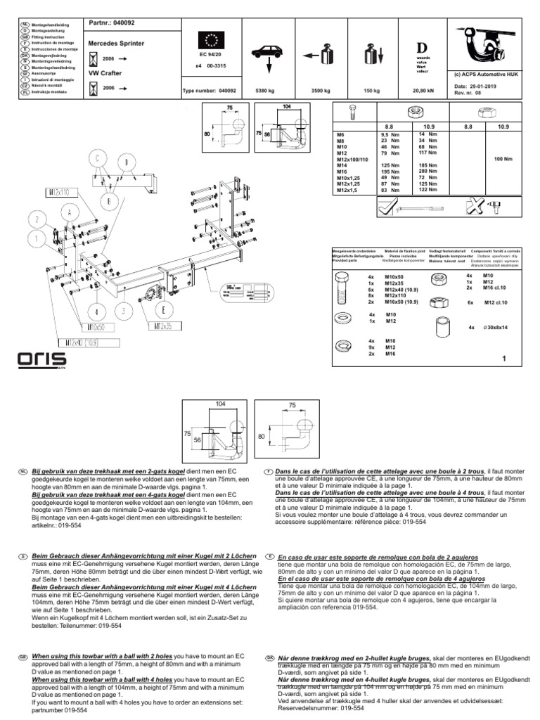 Partnr.: 040092: 150 KG Date: 29-01-2019 Rev. Nr. 08 | PDF