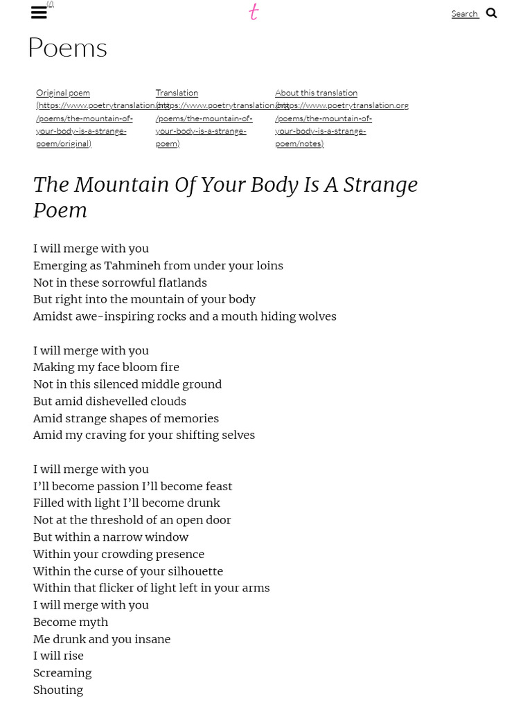 The Mountain of Your Body Is A Strange Poem Poetry Translation Centre ...