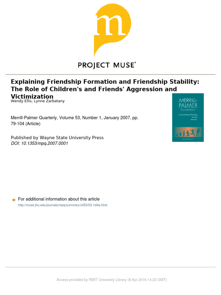 2007 - Explaining Friendship Formation and Friendship Sta | PDF