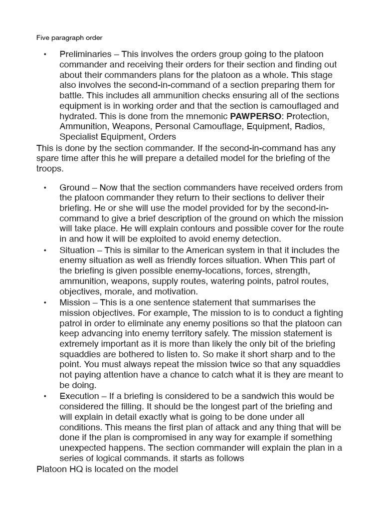 Five Paragraph Order | PDF