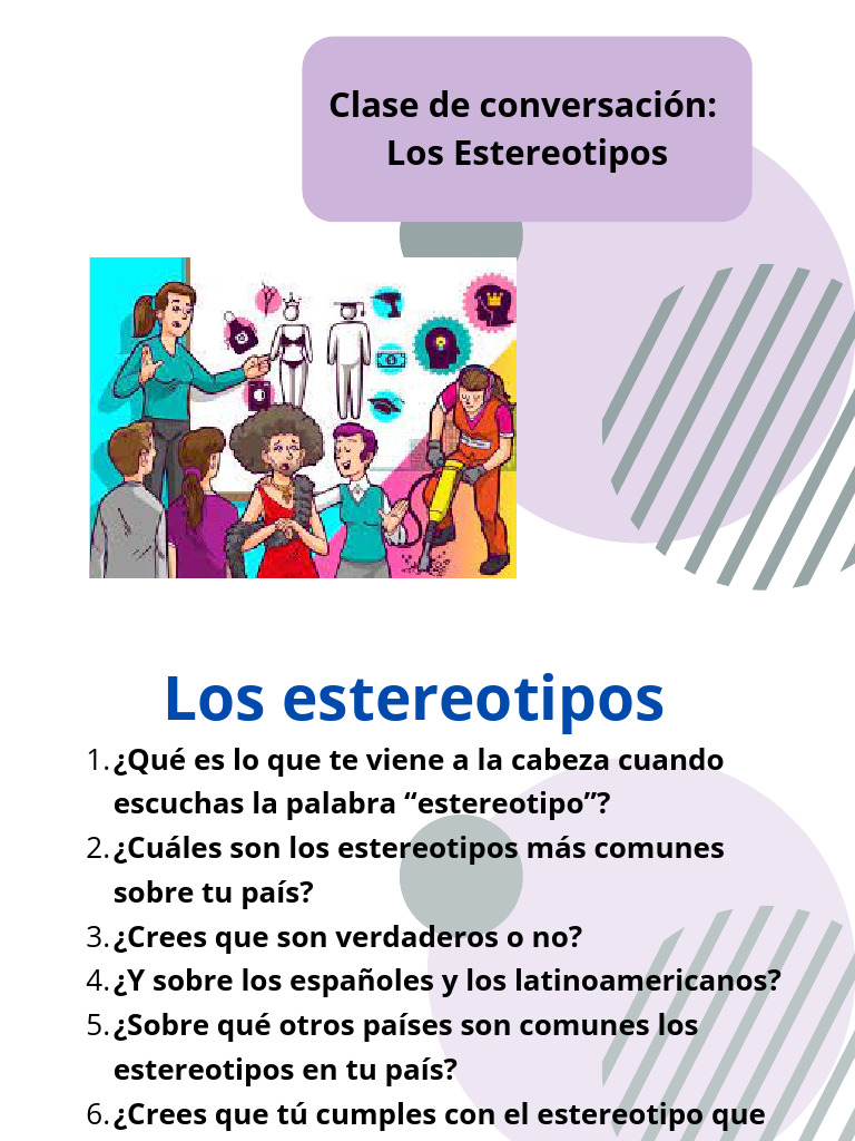 Clase de Conversación Los Estereotipos | PDF