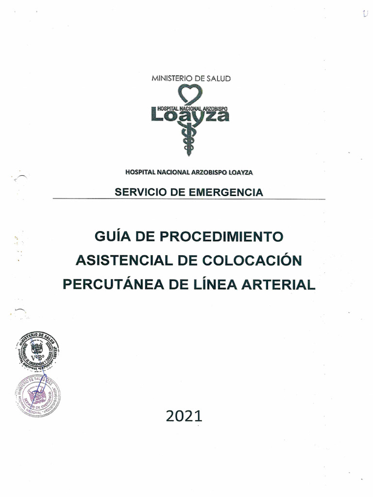 Guia de Procedimiento Colocacion Percutánea Linea Arterial Hal Minsa ...