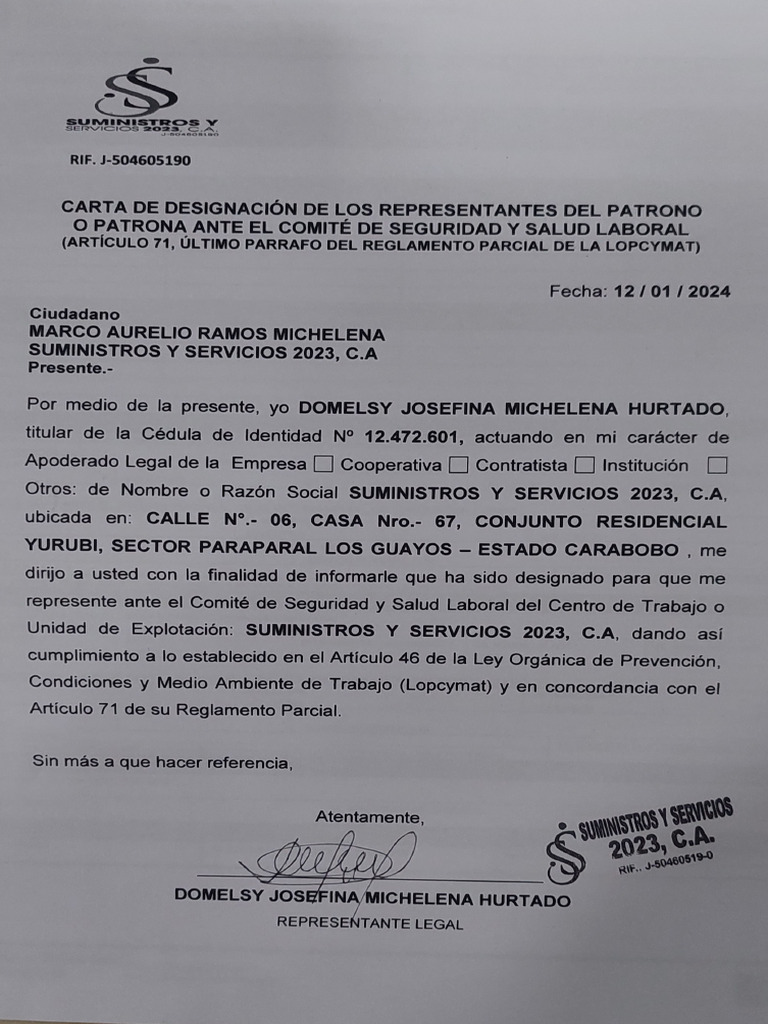 Carta de Designacion | PDF