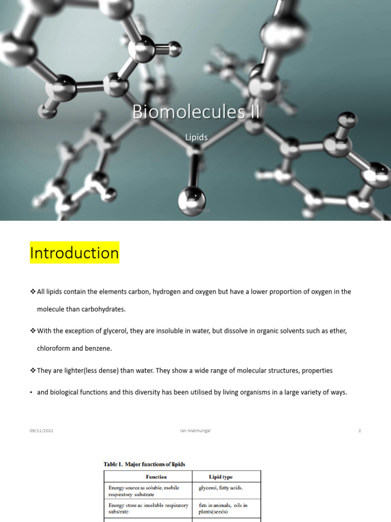 Biomolecules II - Lipids | PDF | Science & Mathematics