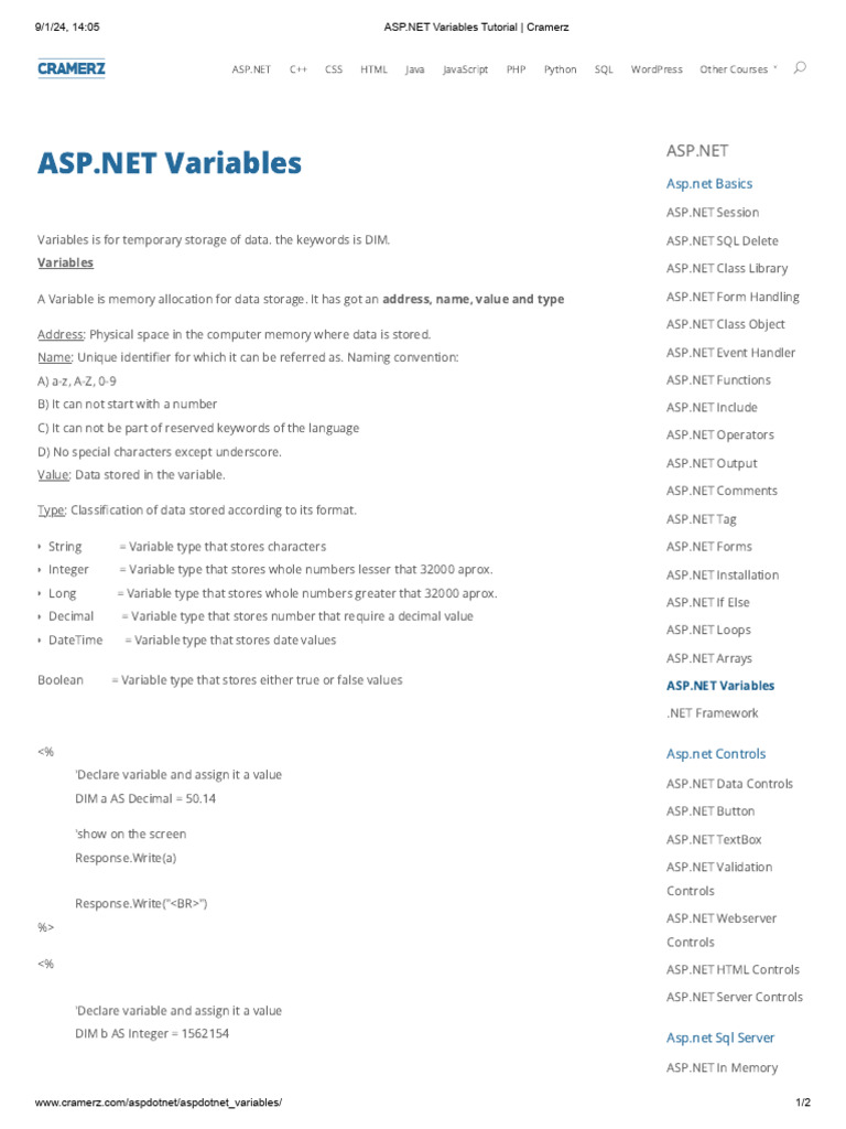 Variablesz | PDF | Variable (Computer Science) | Data Type